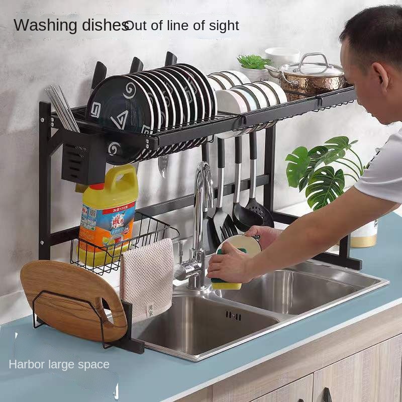 Kitchen Sink Counter Dish Rack Stainless Steel Plate Drain Draining ...