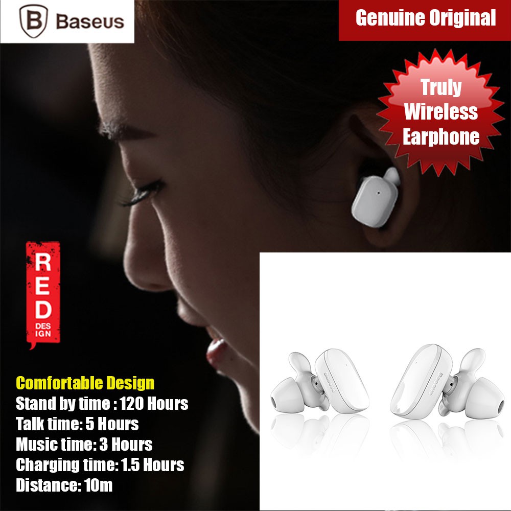 Baseus TWS True Wireless Bluetooth Earbuds Earphone (White) | Shopee ...
