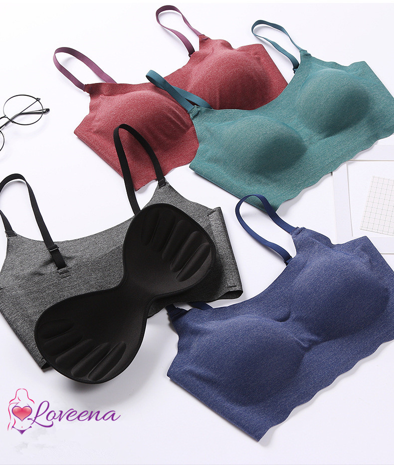[CLEARANCE Stock] Loveena Spaghetti Strap Seamless Wirefree Sleeping ...