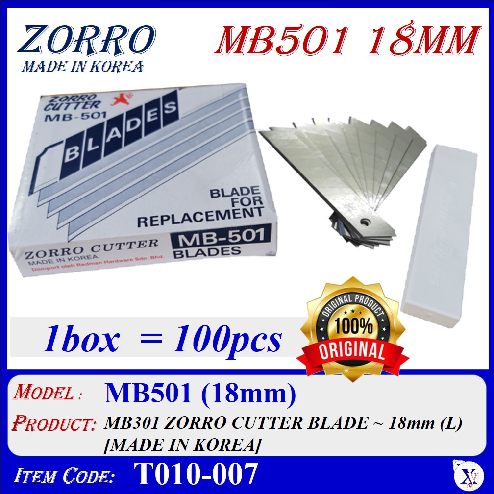(50pcs OR 100pcs) ZORRO CUTTER BLADE 100% ORIGINAL [MADE IN KOREA] T010 ...