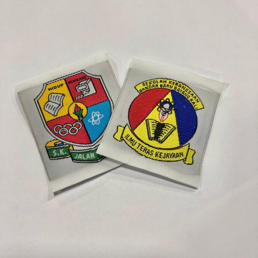 (500pcs) Lencana Sekolah - Kain Bertenun | CUSTOM MAKE LOGO (Polyester ...