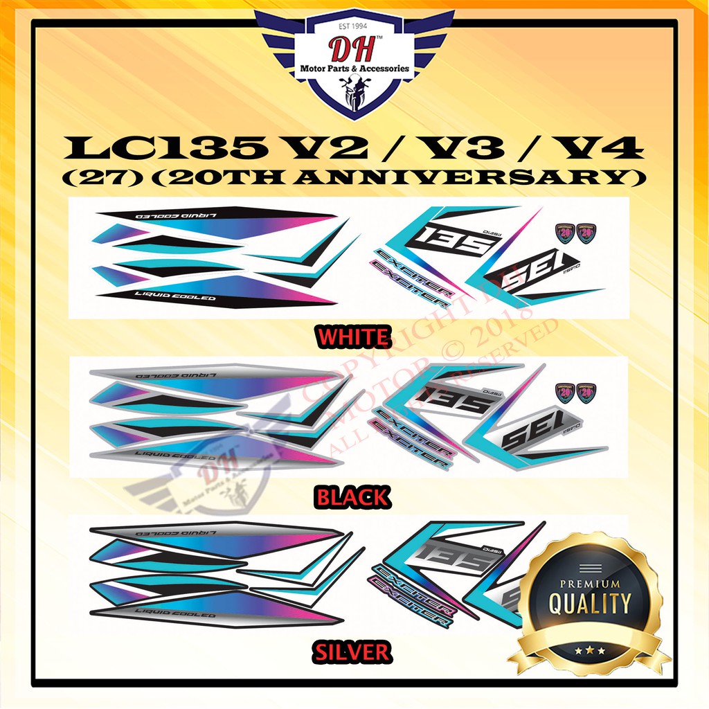 LC135 V2 / V3 / V4 STICKER BODY YAMAHA LC 135 20TH ANNIVERSARY (27 ...