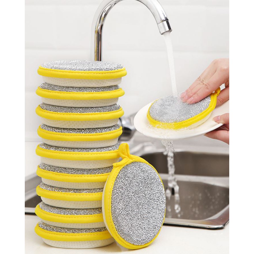 Sponge Round Shape Double-sided Dish Washing Sponge (1 Pc) /双面洗碗刷锅海绵 (1 ...