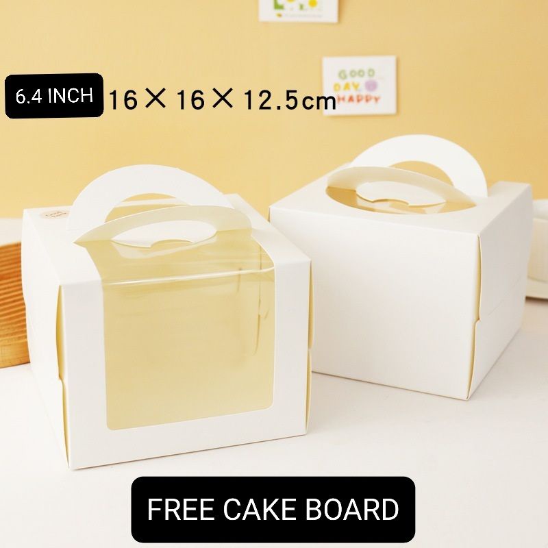 6.4 Inch (16x16x12.5cm) Ins Window Cake Box Free Cake Board Transparent ...