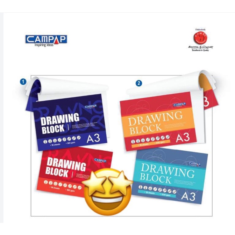 CAMPAP A3 Premium Drawing Block / Kertas Lukisan (200gsm x18 sheets)🔥🔥 ...