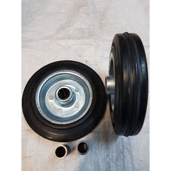 6" inch HEAVY DUTY BLACK RUBBER WHEEL 手推车轮子 / WHEEL ONLY WITH BUSH ...