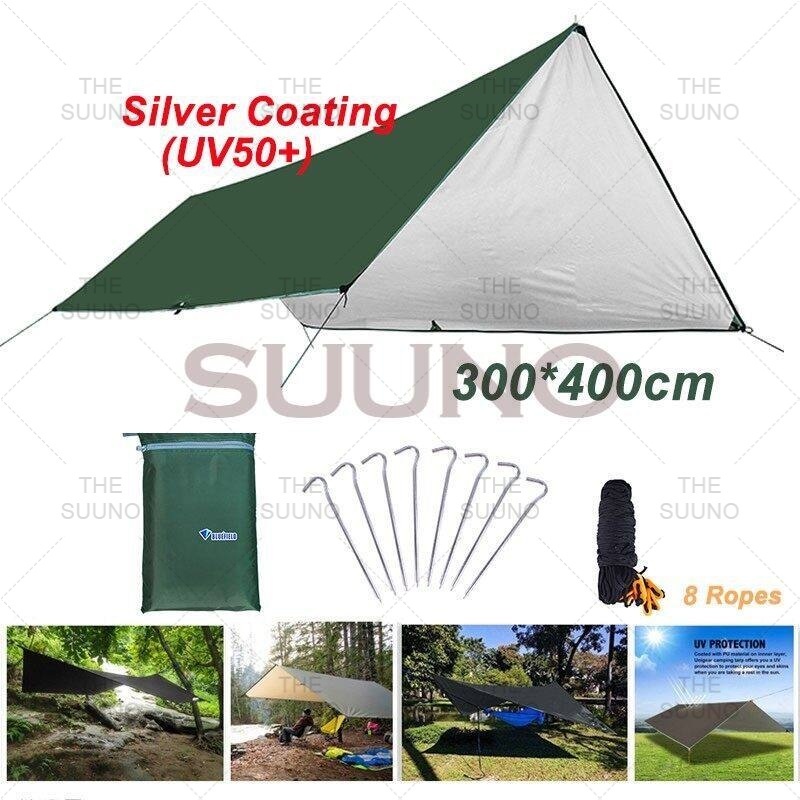 (3m x 6m) Flysheet Waterproof Tarp Tent Outdoor Camping Sun Shelter ...
