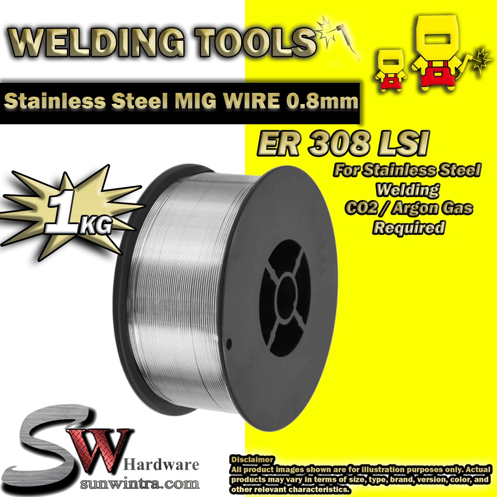 SW Hardware MIG Wire Stainless Steel Coil 0.8MM X 1KG (SUITABLE FOR ALL MIG MODEL) ER308LSI ER ...