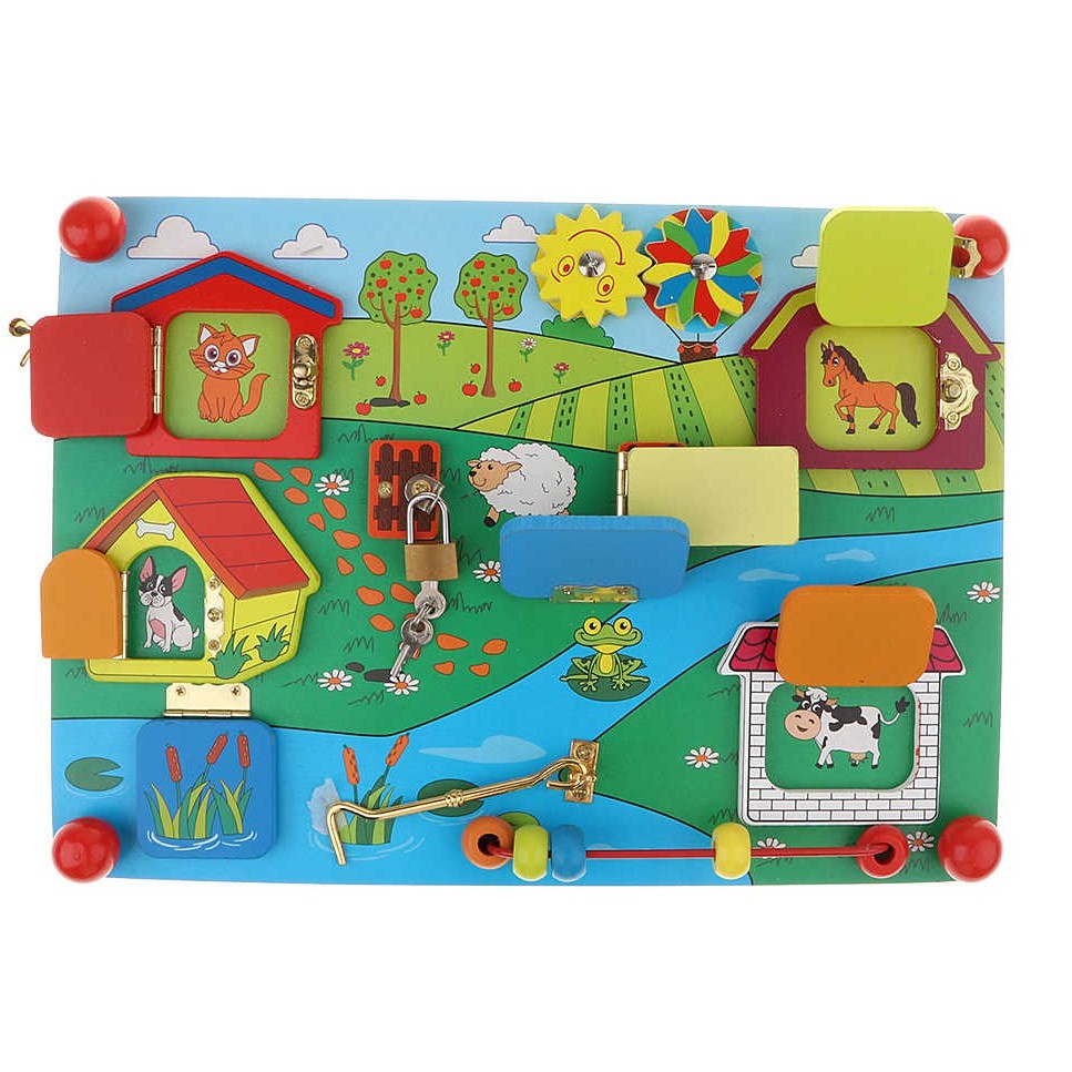 ACTIVITY BOARD Wooden Farm Animal Locks & Latches Board for Fine Motor ...
