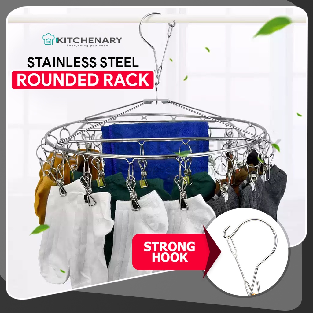 30 Clips Stainless Steel Laundry Drying Rack Clip and Drip Hanger ...