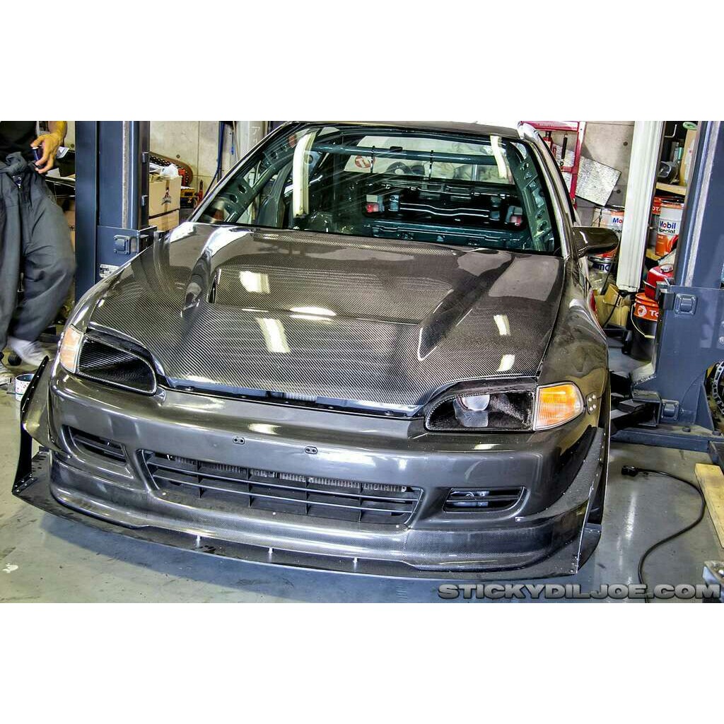 Honda civic EG JS Racing Carbon fiber front bonnet bonet hood cover ...