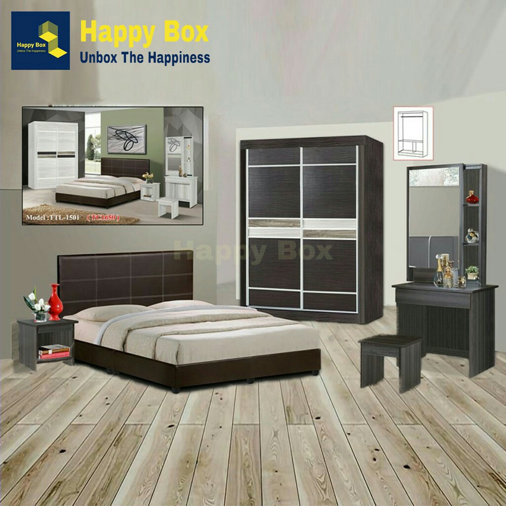 Happy Box Furniture 5 Pieces Queen Bedroom Set (With 4ft Wardrobe ...