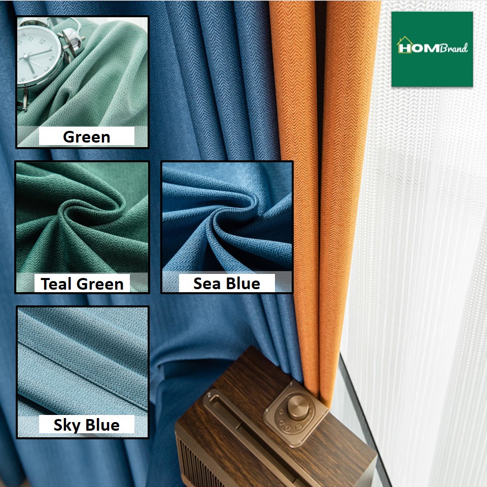 Handera Texture 99% Blackout Curtain -No Joint Line Free Alter Teal ...