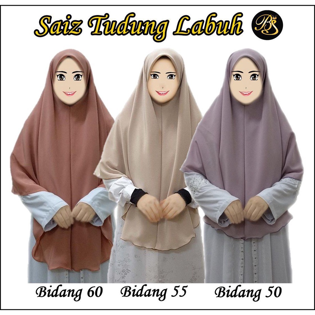 ( NO COD ) Tudung Labuh Kosh Labuh Muslimah Tudung Labuh Bidang 60 55 ...