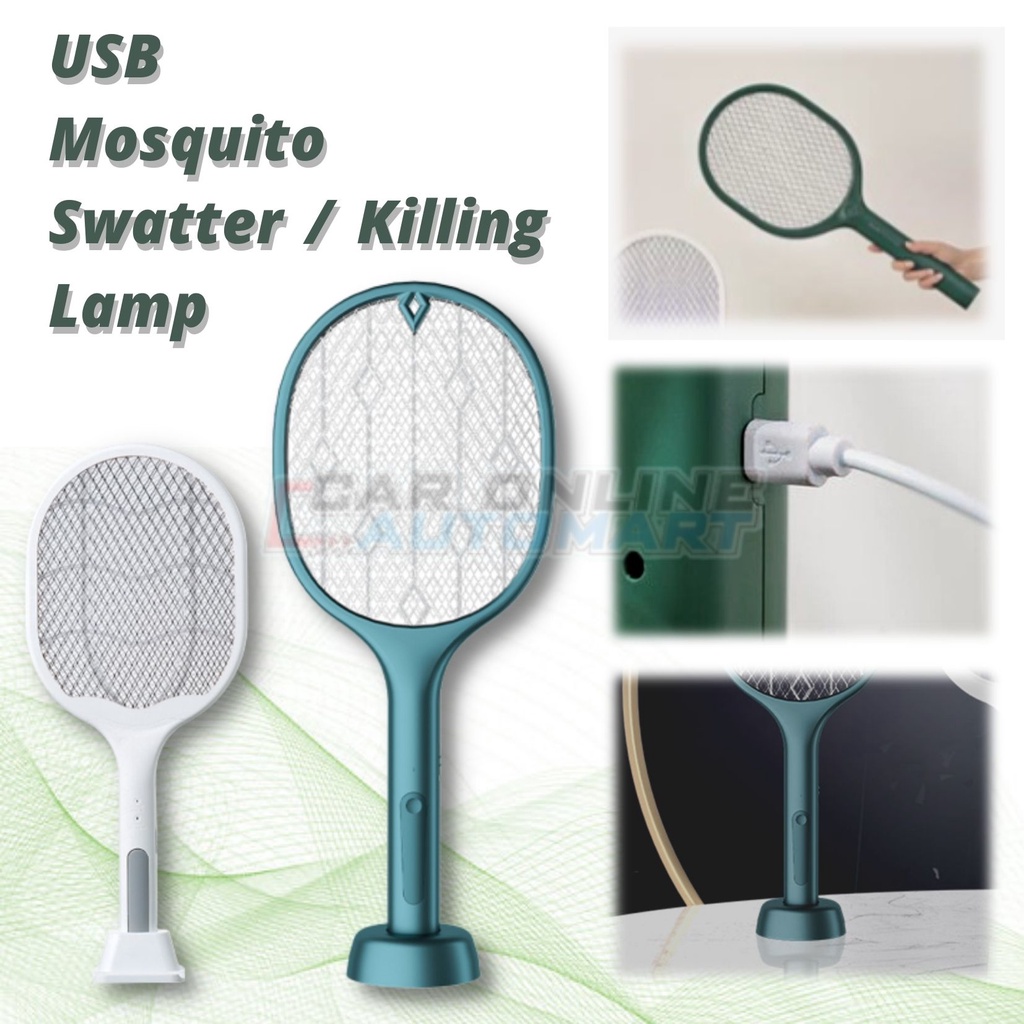 [2 in 1] Mosquito Swatter Rechargeable Dual Modes Electric USB with LED ...