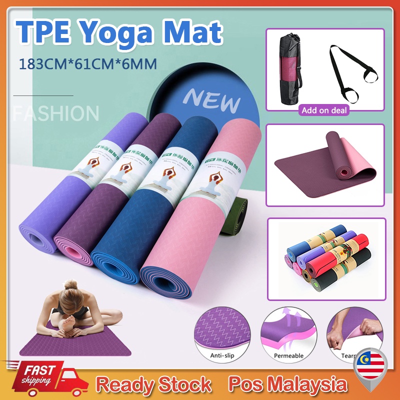 TPE Yoga Mat Anti-skid Sports Fitness Mat Thick EVA Comfort Foam yoga ...