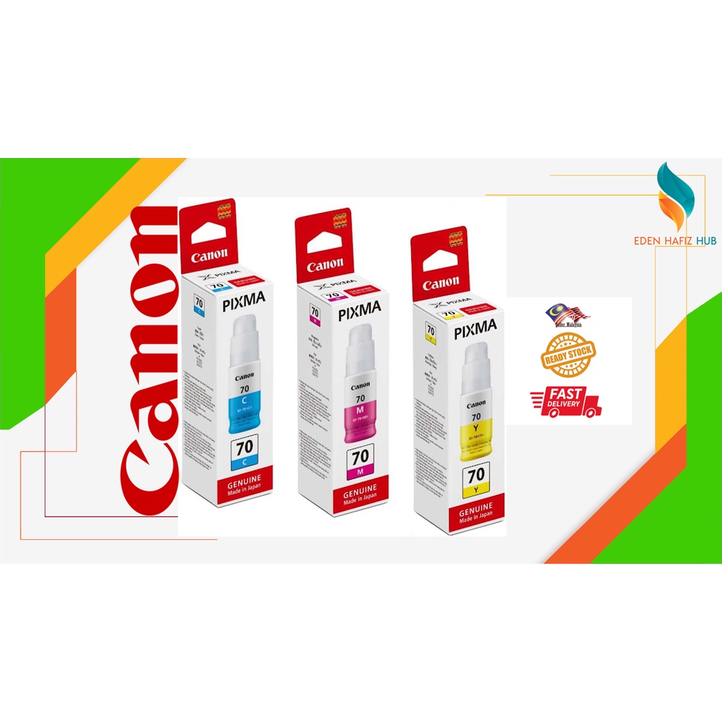 Canon GI-70 Bottle Ink Black Cyan Magenta Yellow (Original) | Shopee ...