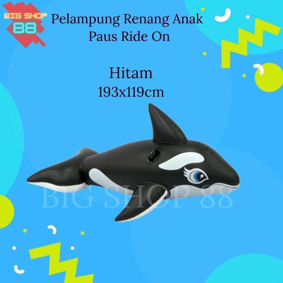 HITAM Intex 58561 WHALE RIDE-ON BLACK CHILDREN'S SWIMMING TIRE FLOAT ...