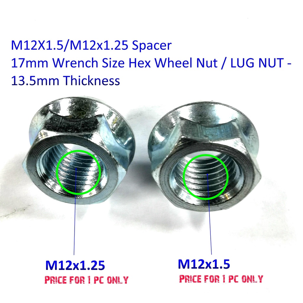 M12X1.5/M12x1.25 Spacer 17mm Wrench Size Hex Wheel Nut / LUG NUT - 13 ...