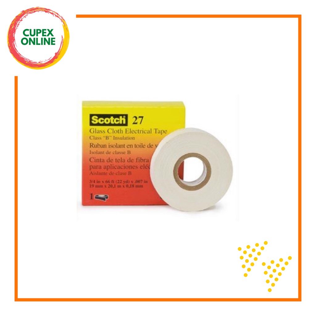 3M 27 Glass Cloth Electrical Tape (3/4'' x 66') (19mm x 20.1m)(cupex) | Shopee Malaysia