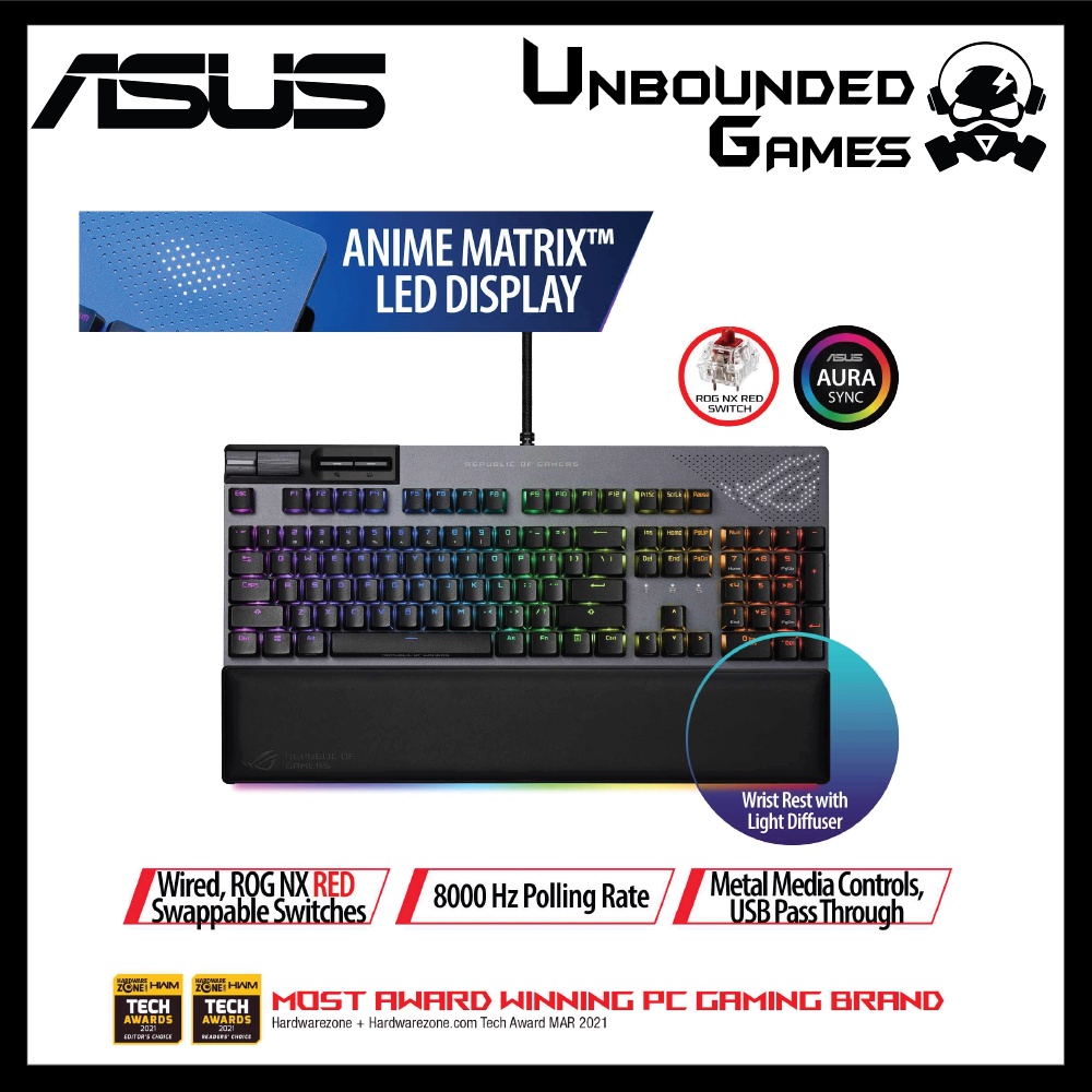 ASUS ROG mechanical keyboard Strix Flare II Animate gaming LED display ...