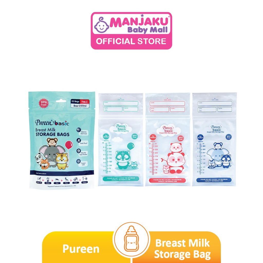 Pureen Breast Milk Storage Bags 8oz (25 + 2's) | Shopee Malaysia