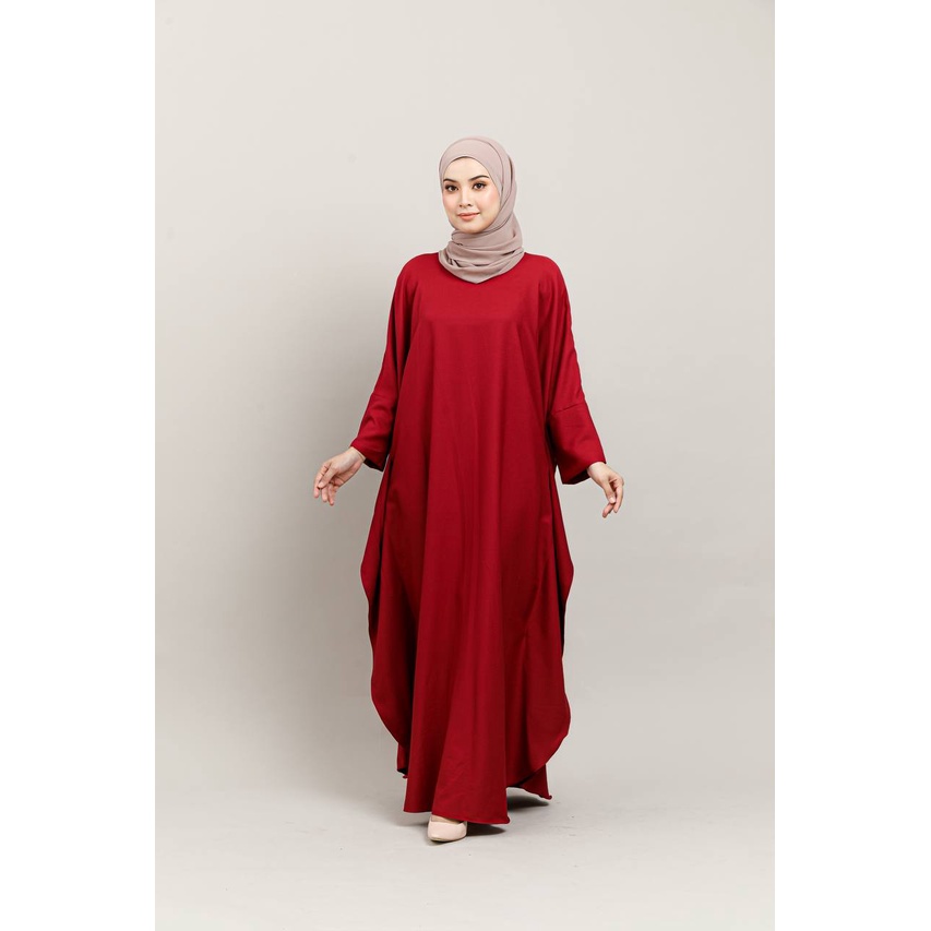 Baju Kaftan RED MAROON Murah Jubah Umrah Muslimah Moden Abaya Dress ...