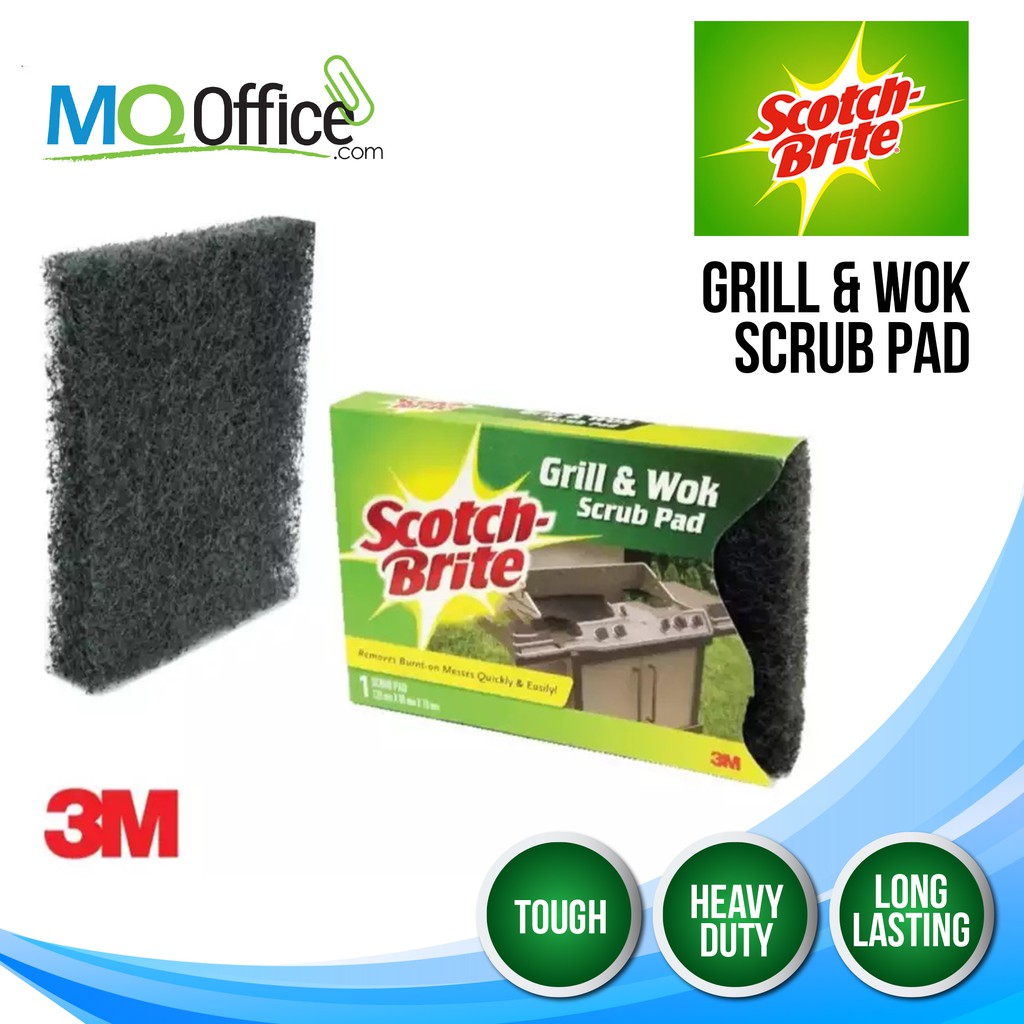 3M Scotch Brite 6621 Grill & Wok Scrub Pad Scrubber Brick Concrete BBQ ...