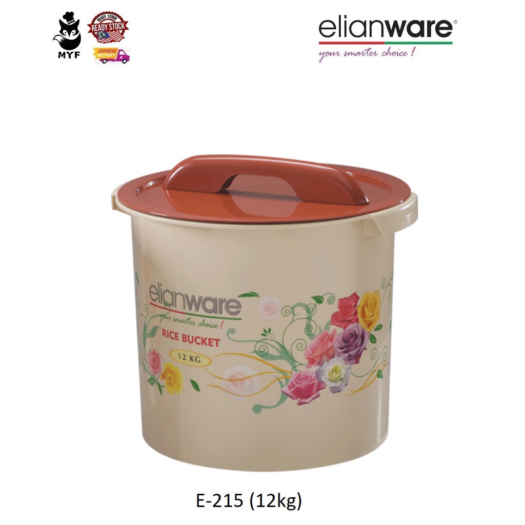 Elianware Rice Bucket Rice Dispenser Rice Container Bekas Beras Tong ...