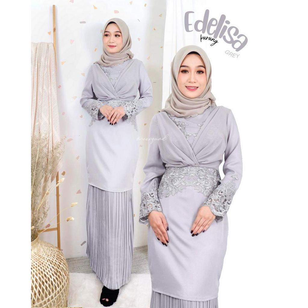 [NEESTYLE] EDELISA PLUS SIZE • Baju Kurung Moden Lace Pastel Baju Nikah ...