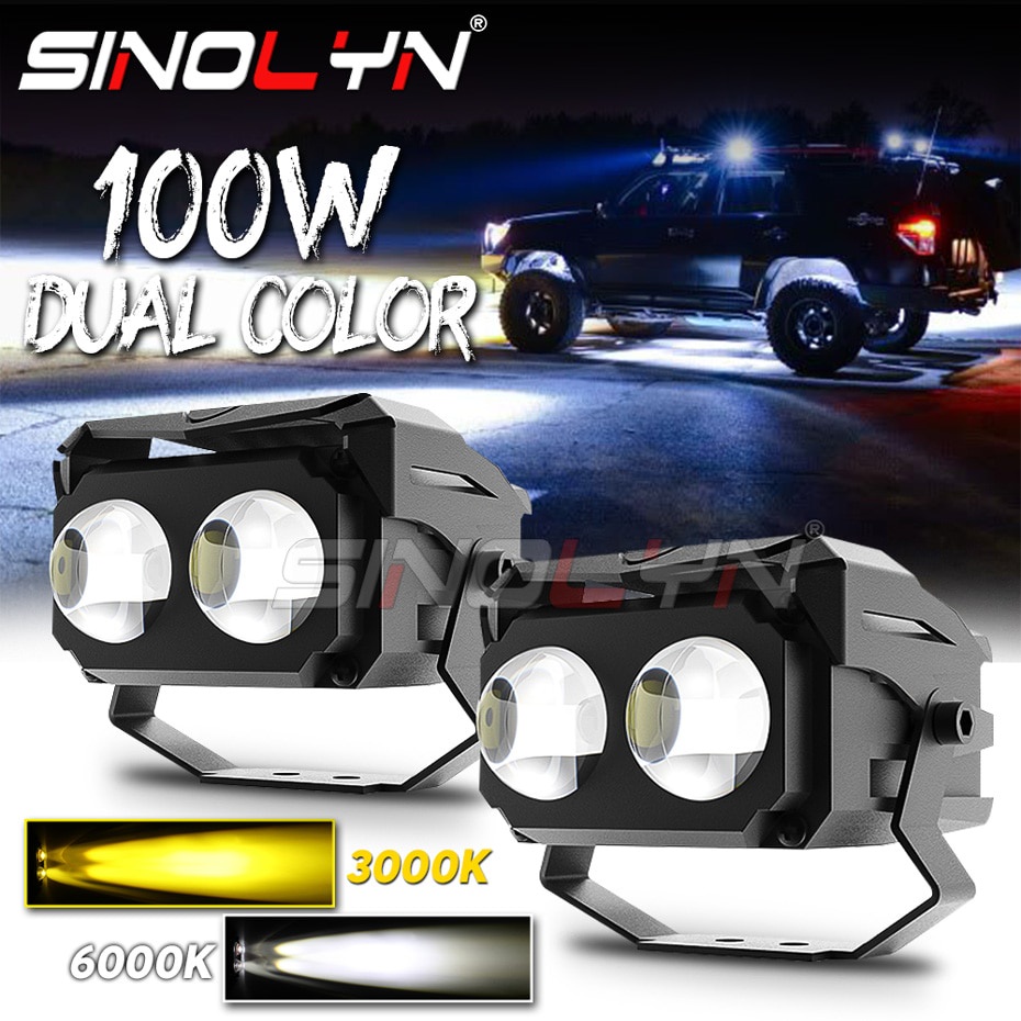 LED Spotlights Fog Lamp Car Headlight Projectors Dual Lenses Spotlight ...