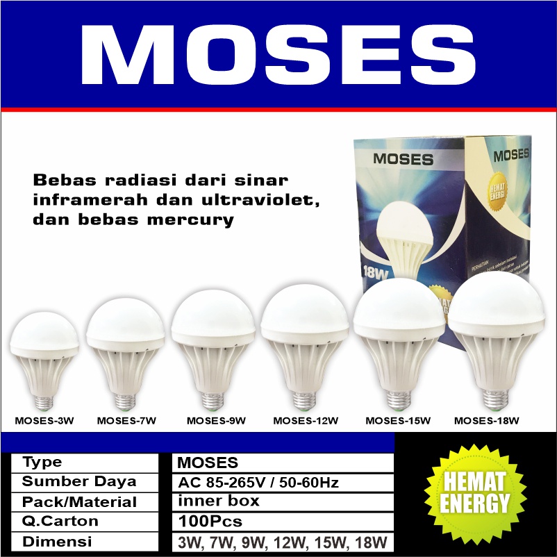 Moses BULB 7/9/12/15/18 Watt (MOSESxxW) | Shopee Malaysia