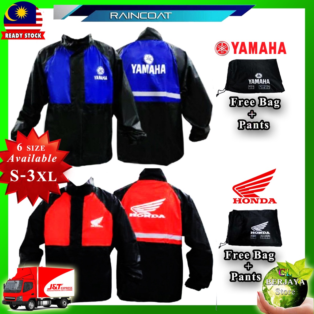 HONDA YAMAHA Rainsuit Baju Hujan Berkualiti High Quality Rain Coat Suit ...