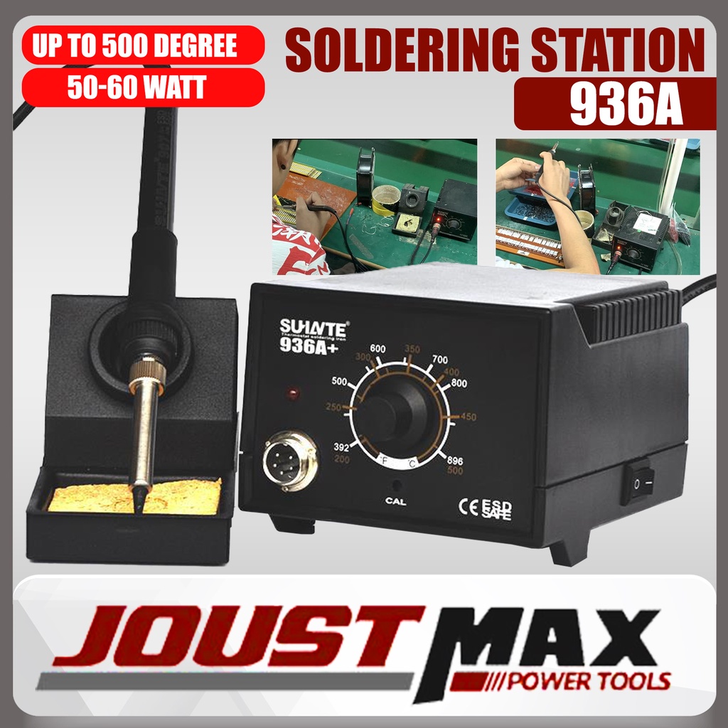 936A 60W Soldering Station Iron Adjustable Temperature 200-500 Degree ESD Safe Rework Station ...