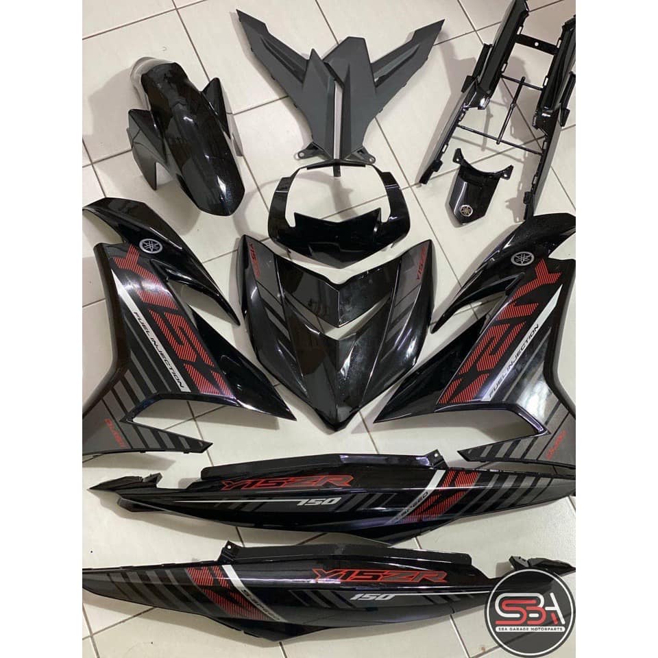 COVERSET BODYSET YAMAHA Y Y15 Y15ZR V1 V2 HITAM BLACK FIRST MODEL 2015 ...