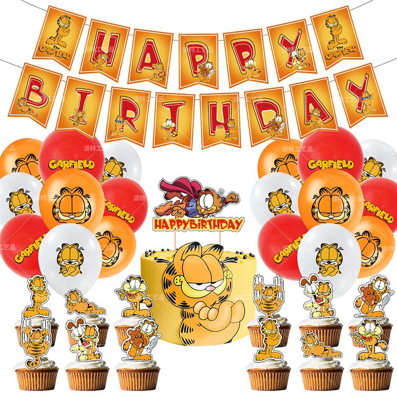 Garfield Cartoon Show Cat Tiger Birthday Party Balloon Decoration Set ...