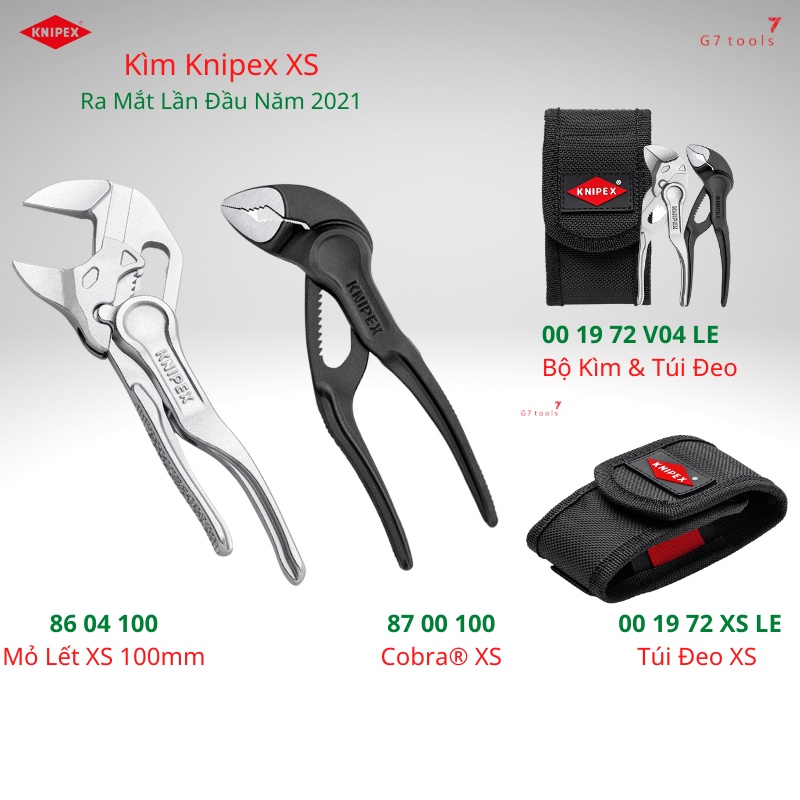Knipex Cobra XS 87 00 100, Wrench Pliers XS 86 04 100, Pliers Set 00 20 ...