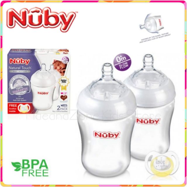 Nuby Natural Touch 270ml/9oz Advanced Anti Colic Easy Latch Bottle Botol Susu - White OFFER HOT ...