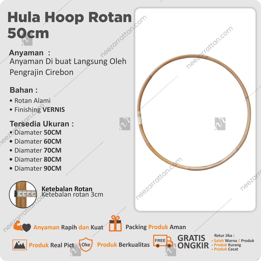Ring Hula Hoop / hulahoop / hulahop / holahop Shrink Rattan Belly 50cm ...