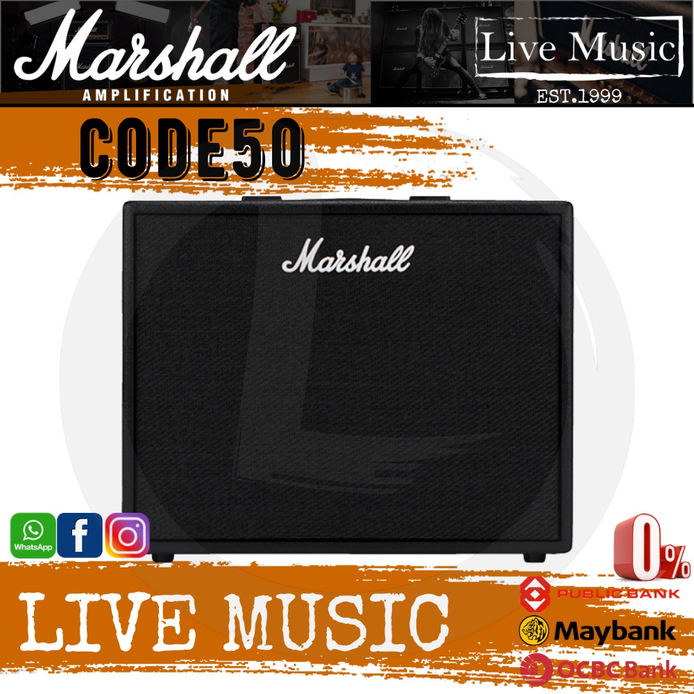 Marshall Code 50 - 50 Watt, 1x12" Modeling Guitar Combo Amplifier (Code50/Code-50) | Shopee Malaysia