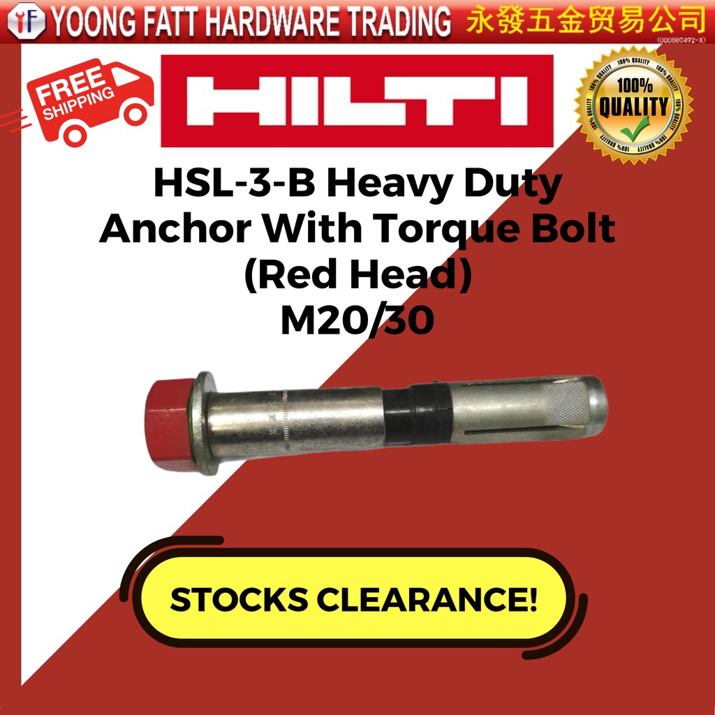 STOCK CLEARANCE HILTI HSL-3-B Heavy Duty Anchor With Torque Bolt Red ...