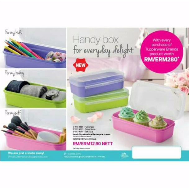Tupperware (Full Set) Handy Signature Line Rectangular 980ml | Shopee ...