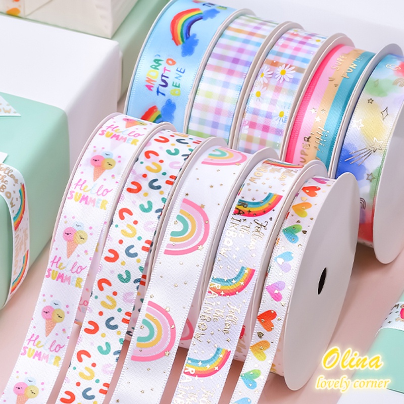 9.1metres/roll Spring Series Children's Day Ribbon Rainbow Theme Gift ...