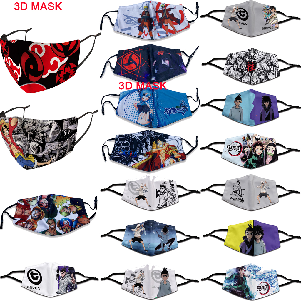 Men Women 3D Face Mask Adult Demon Slayer Naruto Adult Protective Masks ...