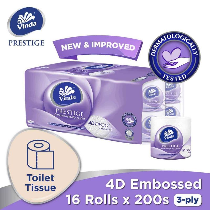 Vinda Toilet Tissue Prestige 4D Deco Embossed (16 rolls x 190s ...
