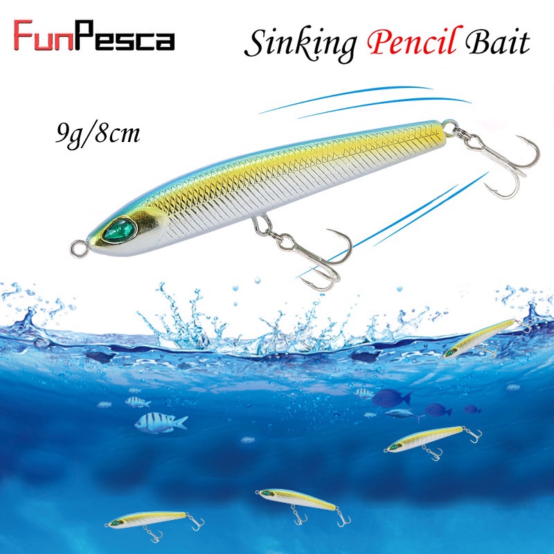 FunPesca 8cm/9g Wobbler Sinking Pencil Fishing Lure Hard Bait ...