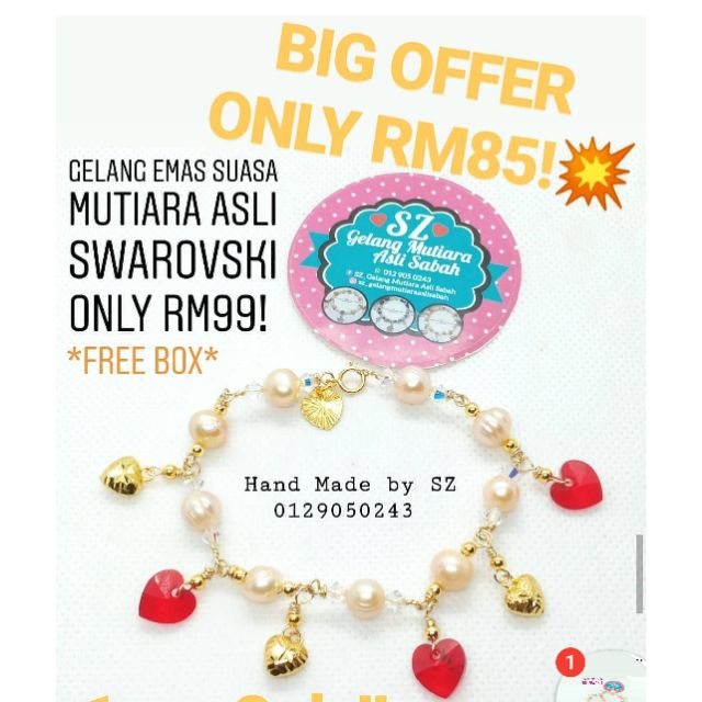 💥Gelang Emas Suasa Mutiara Asli Sabah RM85 SAHAJA!!💥 | Shopee Malaysia