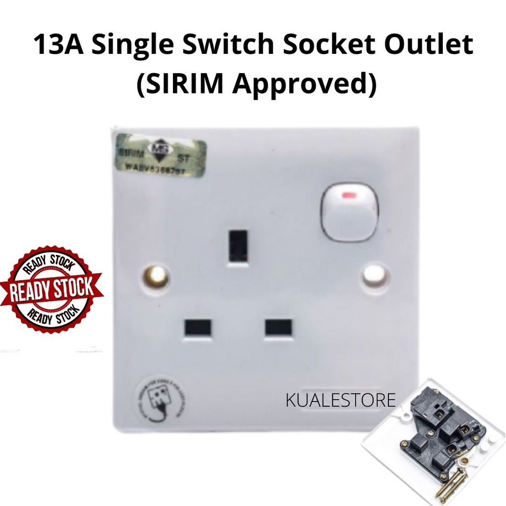 (SIRIM) 13A Single Switch Socket Outlet 13A Switch Electric One Gang ...