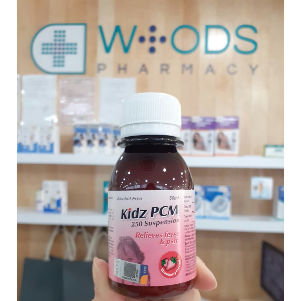 WOODS PHARMACY KIDZ PCM 250 SUSPENSION RELIEVES FEVER & PAIN STRAWBERRY ...