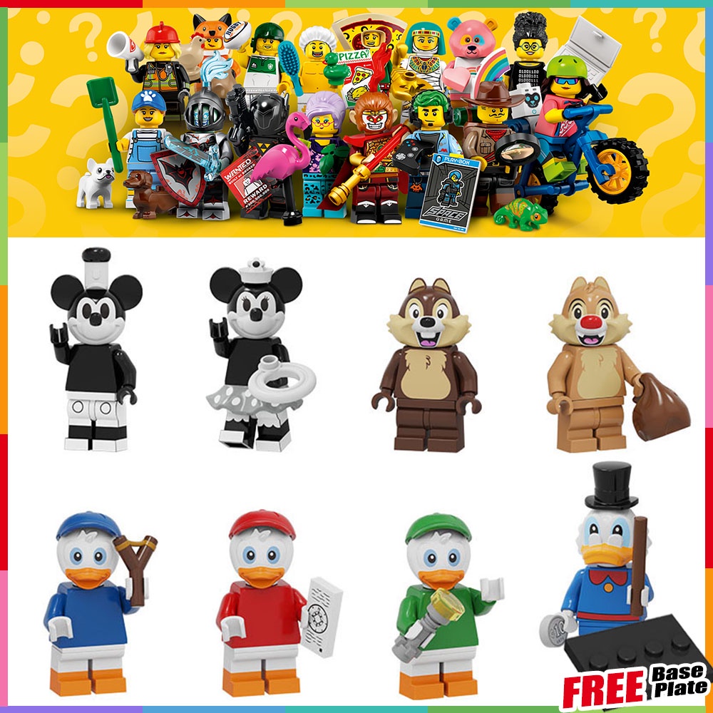 Disney Minifigures Mickey Minnie Chip Dale Cartoon Character Dewey Duck ...
